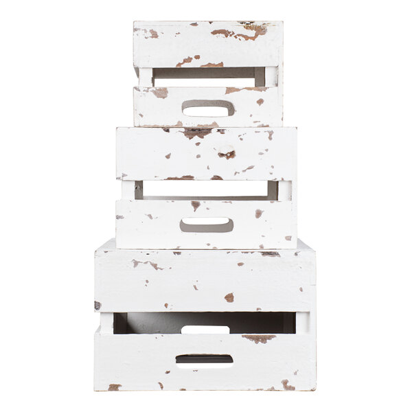 Tablecraft RCBCRATE2 3-Piece Distressed Wood Chalkboard Crate Riser Set