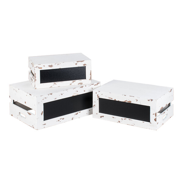 Tablecraft RCBCRATE2 3-Piece Distressed Wood Chalkboard Crate Riser Set
