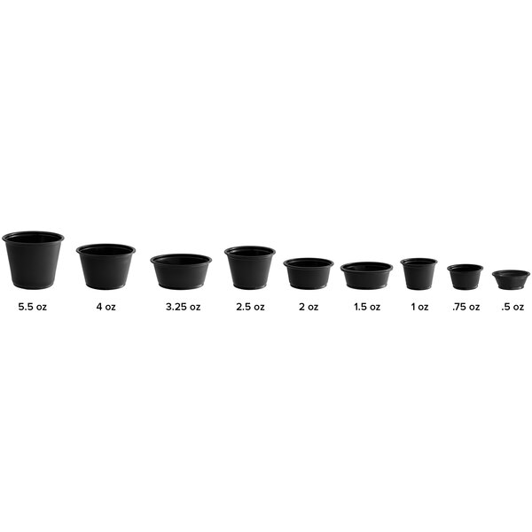 Choice 3.25 oz. Black Plastic Souffle Cup / Portion Cup - 2500/Case