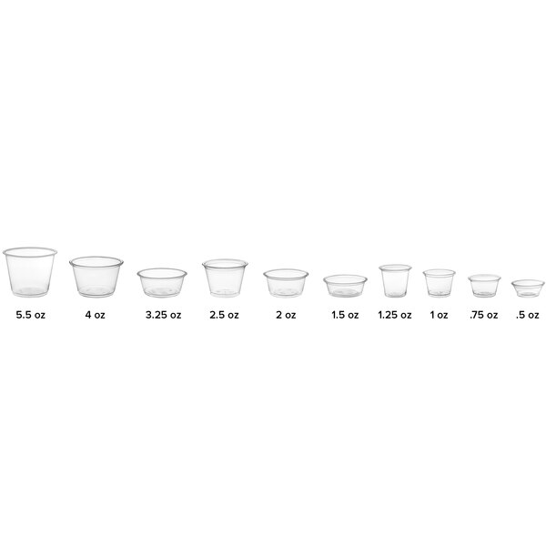1 oz. Plastic Portion Cups (Clear) - 2500/Case