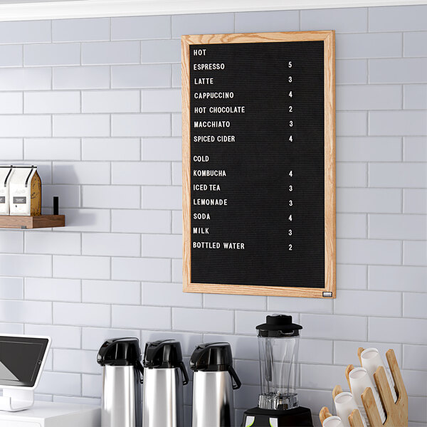 Aarco AOFD3624L 36" x 24" Black Felt Open Face Vertical Indoor Message ...