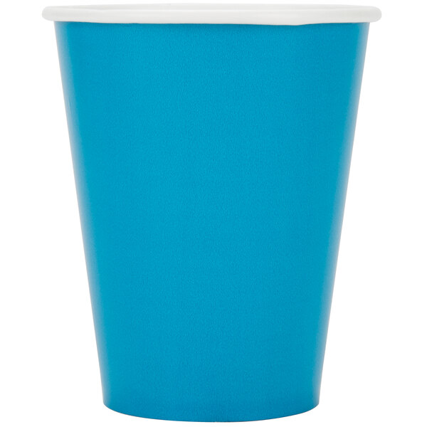 Creative Converting 563131B 9 oz. Turquoise Blue Poly Paper Hot / Cold ...
