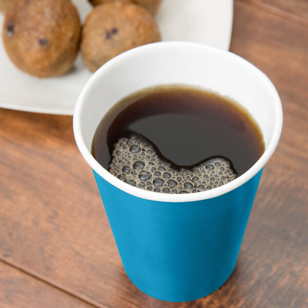 Creative Converting 563131B 9 oz. Turquoise Blue Poly Paper Hot / Cold ...