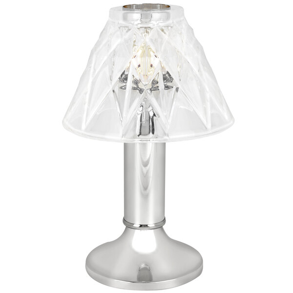 Sterno 80476 10" Paige Chrome Lamp with Adeline Clear Shade