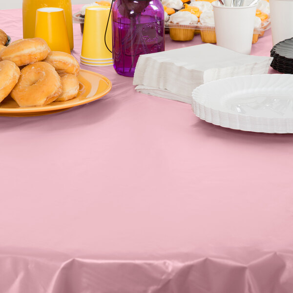Creative Converting 703274 82" Classic Pink OctyRound Plastic Table Cover