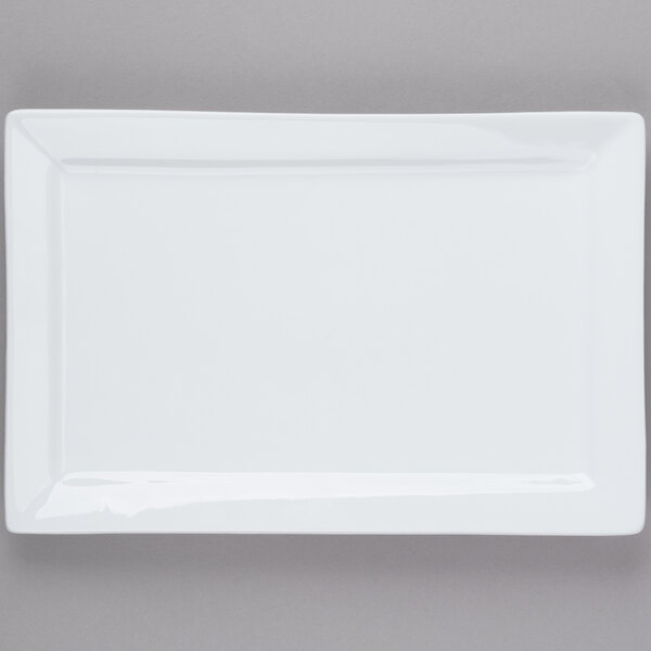Libbey Slate 12" x 8" Ultra Bright White Wide Rim Rectangular Porcelain ...