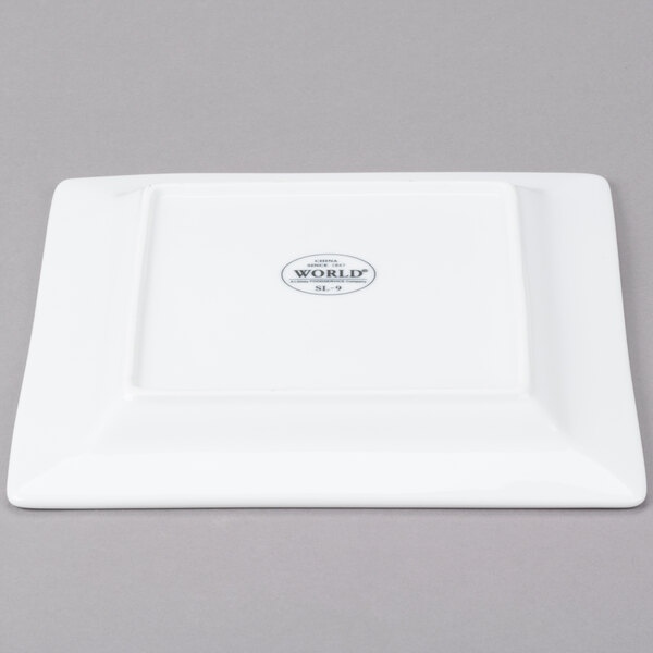 Libbey Slate 9" Ultra Bright White Wide Rim Square Porcelain Plate - 12 ...