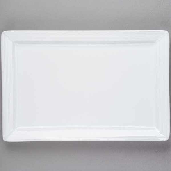 Libbey Slate Select 12" x 8" Ultra Bright White Embossed Wide Rim ...