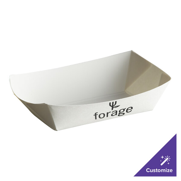 #40 6 oz. White Customizable Paper Food Tray - 1000/Case