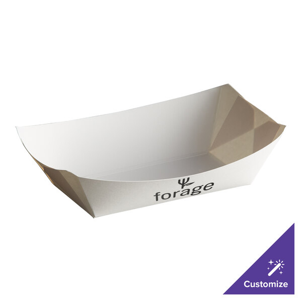 #100 1 lb. White Customizable Paper Food Tray - 1000/Case