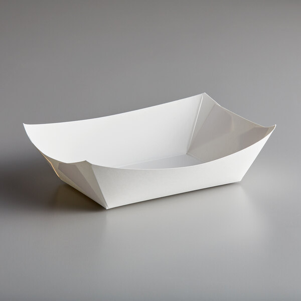 #250 2.5 lb. White Customizable Paper Food Tray - 250/Pack