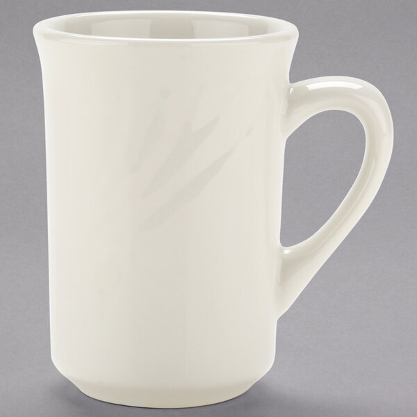 Tuxton YEM-080 Monterey 7.5 oz. Eggshell Embossed Rim China Mug - 36/Case