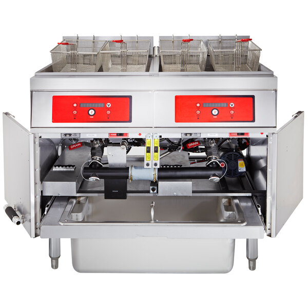 Vulcan 2ER50DF-1 100 lb. 2 Unit Electric Floor Fryer System with ...