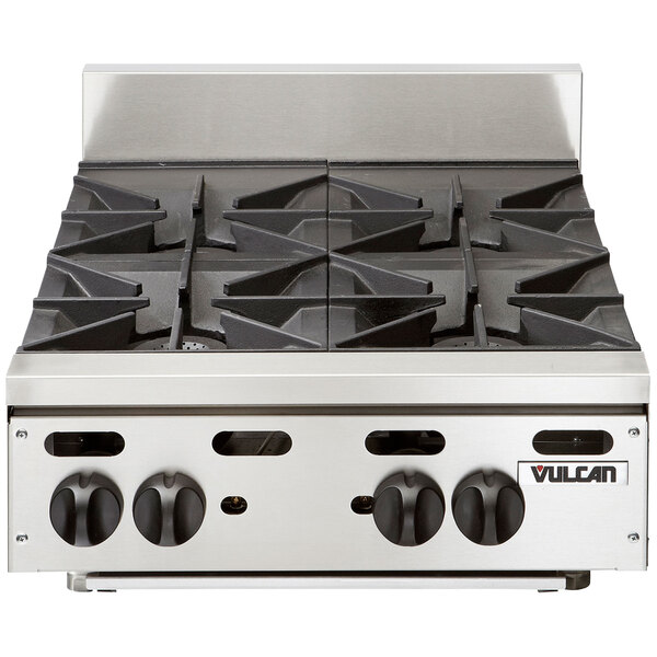 Vulcan VHP424 Liquid Propane 24" 4 Burner Countertop Range - 110,000 BTU