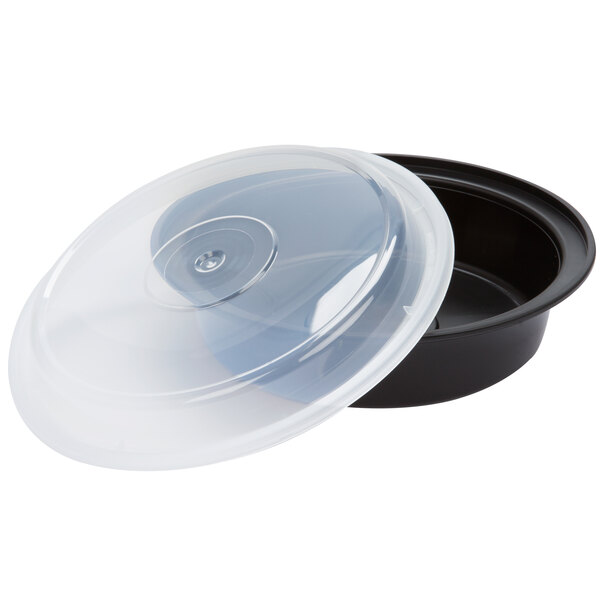 Pactiv Newspring NC723B 24 oz. Black 7" VERSAtainer Round Microwavable ...