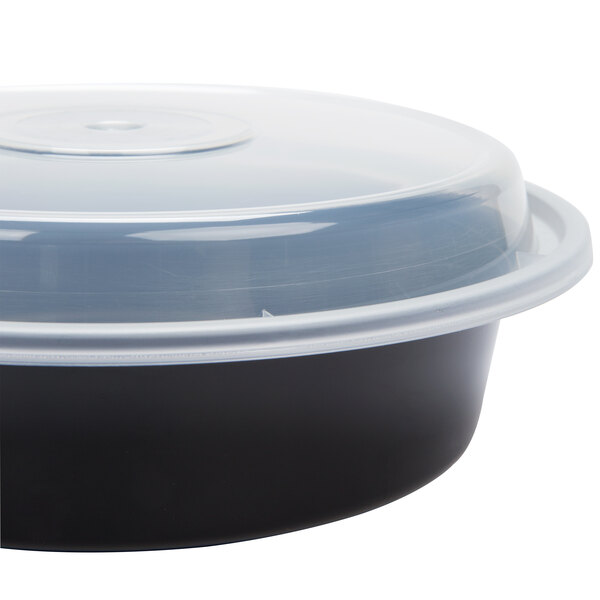 Pactiv Newspring NC723B 24 oz. Black 7" VERSAtainer Round Microwavable ...
