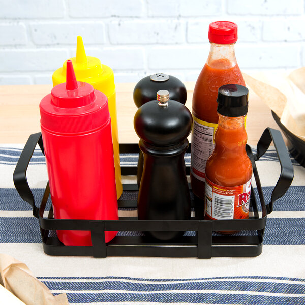 American Metalcraft BWC9 Black Rectangular Condiment Caddy - 9" x 6" x ...