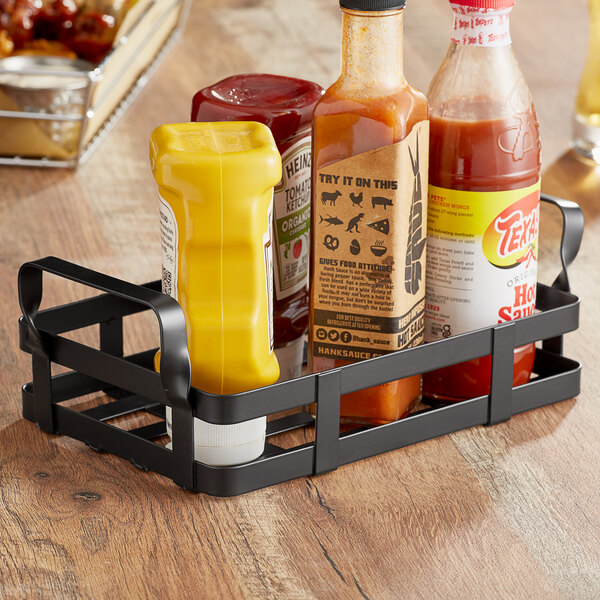 American Metalcraft BWC9 Black Rectangular Condiment Caddy - 9" x 6" x ...