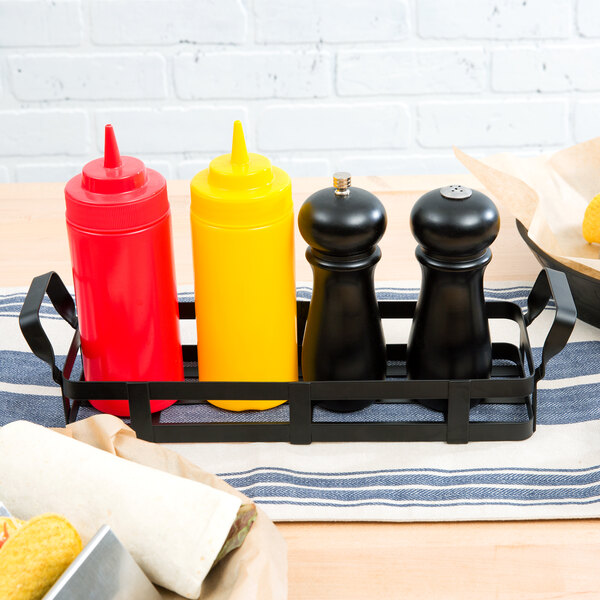 American Metalcraft BWC12 Black Rectangular Condiment Caddy - 12 3/4" x ...