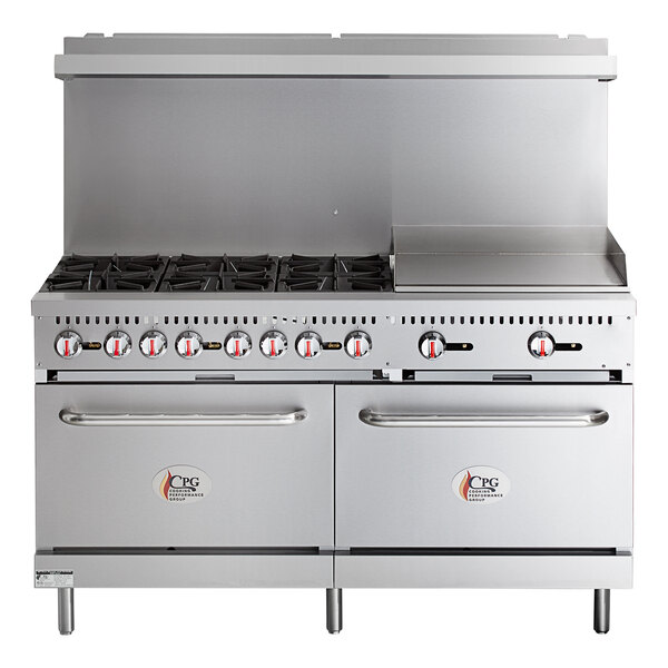 CPG 6 Burner Commercial Stove (Natural Gas) w/ Griddle & Double Oven