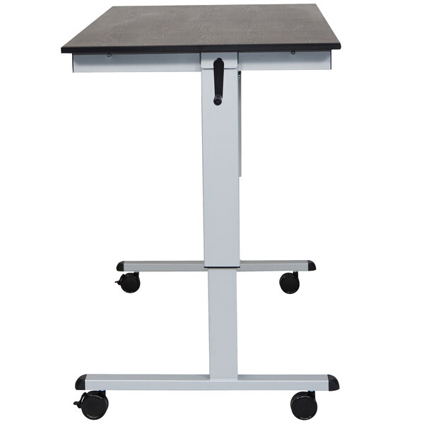 Luxor STANDCF60-AG/BO Adjustable Standing Desk with Silver Steel Frame ...