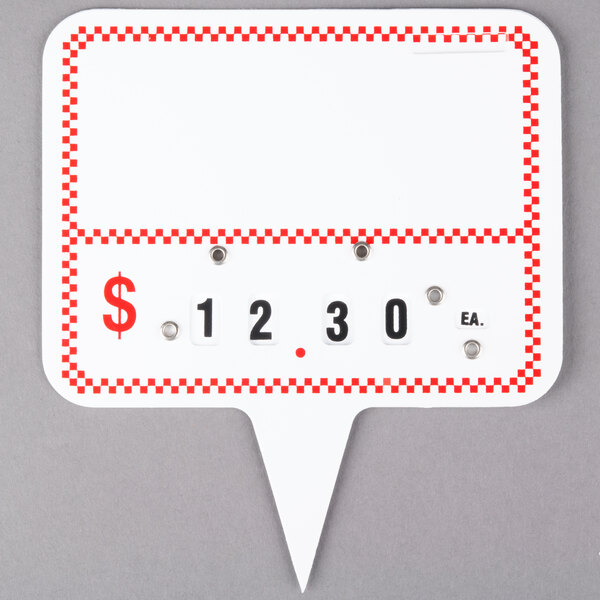 Red Checkered Write-On Deli Sign Spear Wheel - 25/Pack