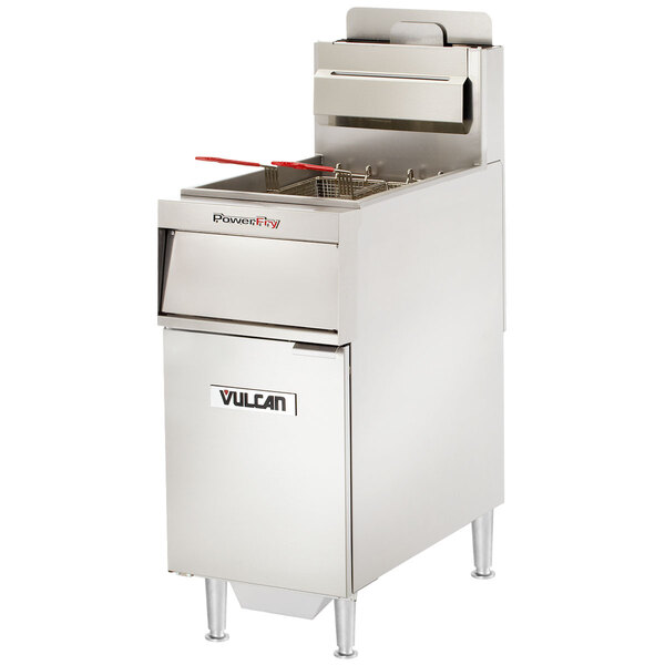 Vulcan VFRY18F-NAT Natural Gas 45-50 lb. Floor Fryer with Solid State ...