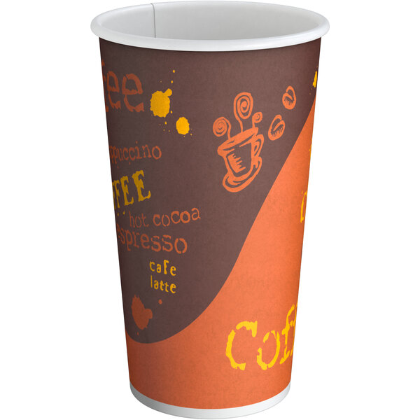 Choice 16 oz. Coffee Print Poly Paper Hot Cups - 1000/Case