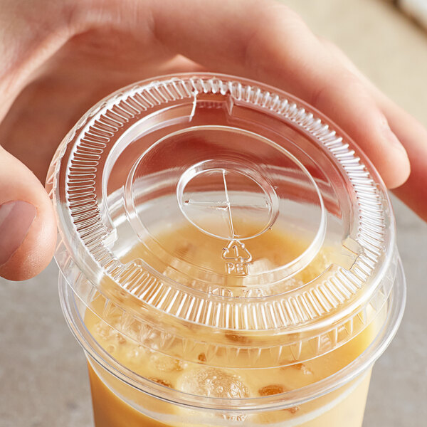 Choice 5, 7, and 10oz. Clear Plastic Lid with Straw Slot - 1000/Case