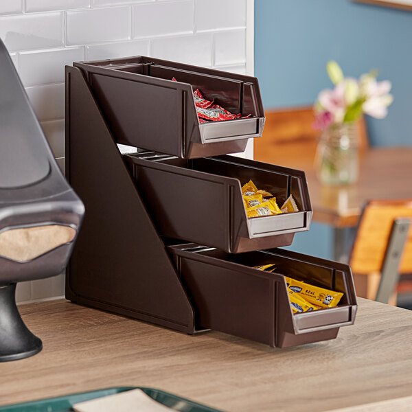 Vollrath 4843-01 Traex® Brown Self-Serve Condiment Bin Stand Set with 3 ...