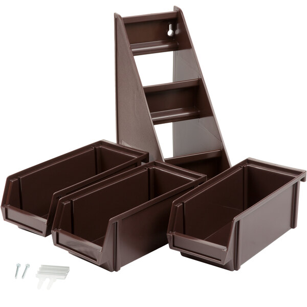 Vollrath 4843-01 Traex® Brown Self-Serve Condiment Bin Stand Set with 3 ...