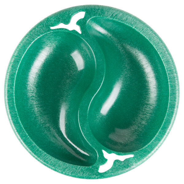 HS Inc. HS1070 Chile Doble 9 oz. Green Divided Plastic Bowl - 24/Case