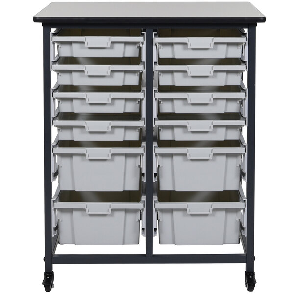 Luxor MBS-DR-8S4L Mobile Bin Storage Unit - 8 Small and 4 Large Bin ...