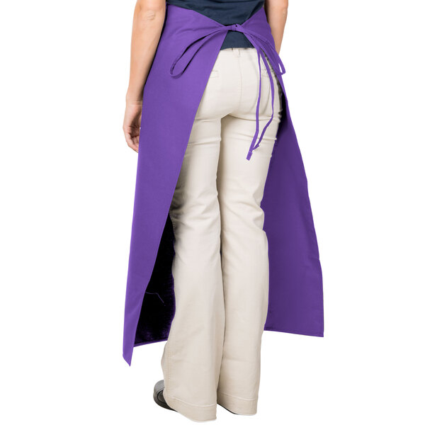Intedge Purple Poly-Cotton Bistro Apron with 2 Pockets - 38" x 33.5"
