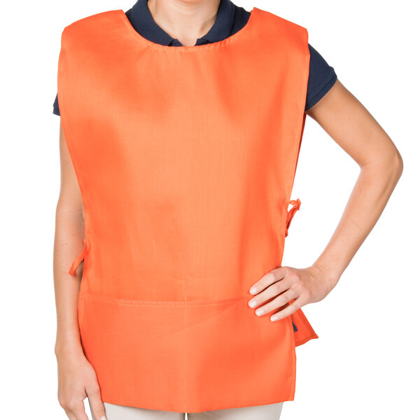 Intedge Orange Adjustable Poly-Cotton Cobbler Apron with 2 Pockets - 29 ...