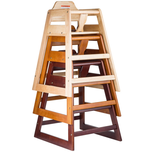 Tablecraft 6565104 Stacking Hardwood High Chair with Natural Finish ...