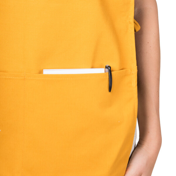 Intedge Gold Adjustable Poly-Cotton Cobbler Apron with 2 Pockets - 29 ...