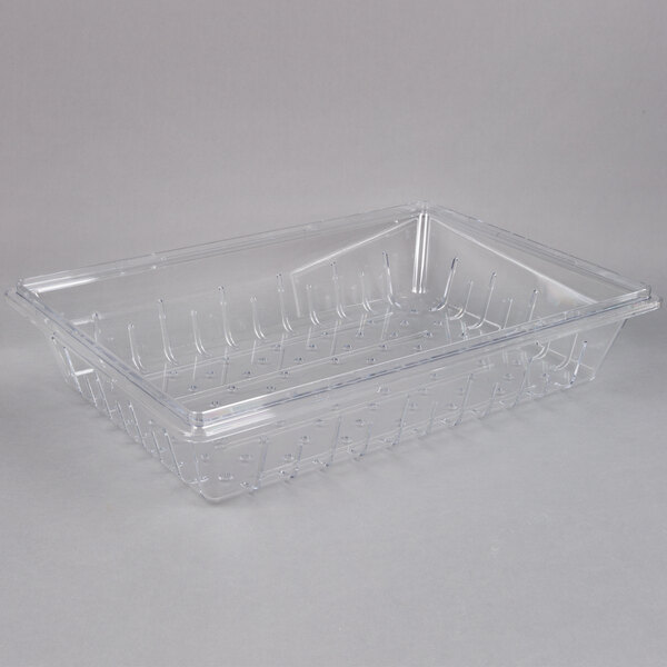 Cambro 1826CLRCW135 Camwear 26" x 18" x 5" Clear Plastic Food Drain Box ...