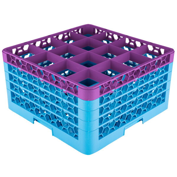 Carlisle RG16-4C414 OptiClean 16 Compartment Lavender Color-Coded Glass ...