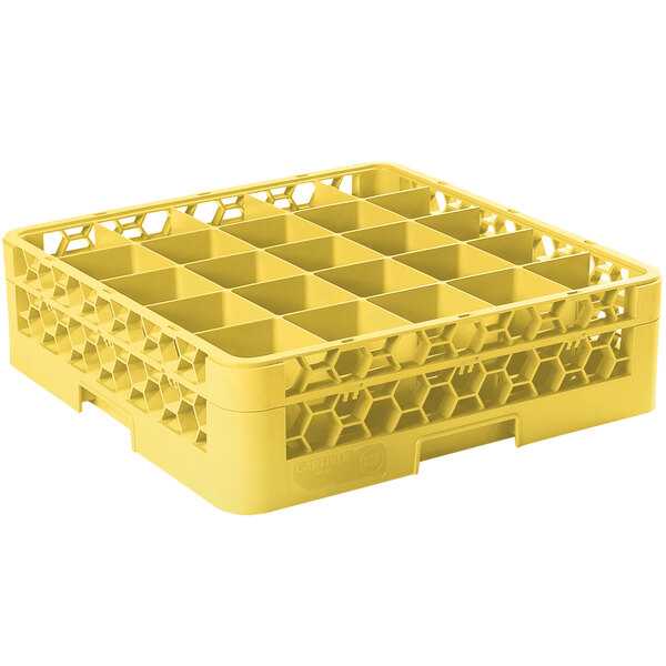 Carlisle RE25C04 OptiClean 25 Compartment Yellow Color-Coded Glass Rack ...