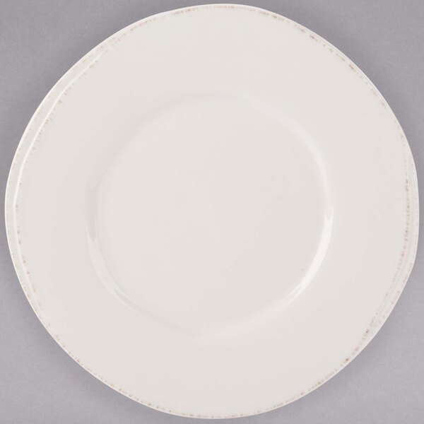 Libbey Farmhouse 8" Round Cream Wide Rim Porcelain Plate - 36/Case