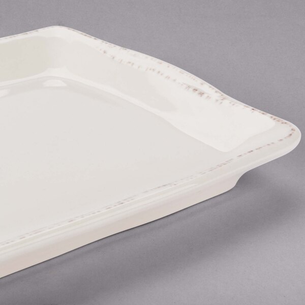 Libbey Farmhouse 16" x 5 3/4" Rectangular Cream Long Porcelain Tray ...