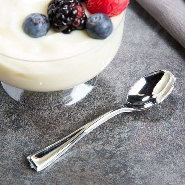 Silver Visions 4" Silver Plastic Tasting Spoon - 400/Case