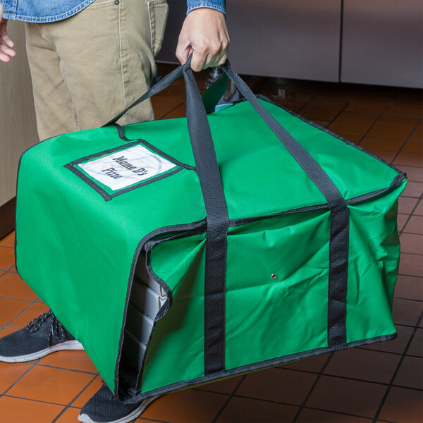 Choice Insulated Pizza Delivery Bag, Green Nylon, 20" x 20" x 12 ...