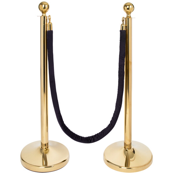 Aarco Black 6' Stanchion Rope with Brass Ends for Rope Style Crowd ...