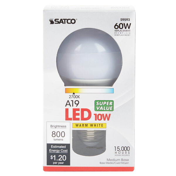 Satco S9593 10 Watt (60 Watt Equivalent) Frosted Warm White Multi ...