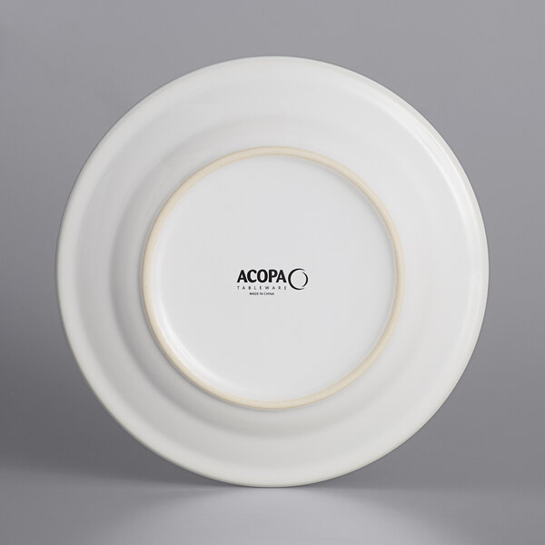Acopa 9 5/8" Bright White Wide Rim Rolled Edge Stoneware Plate - 24/Case