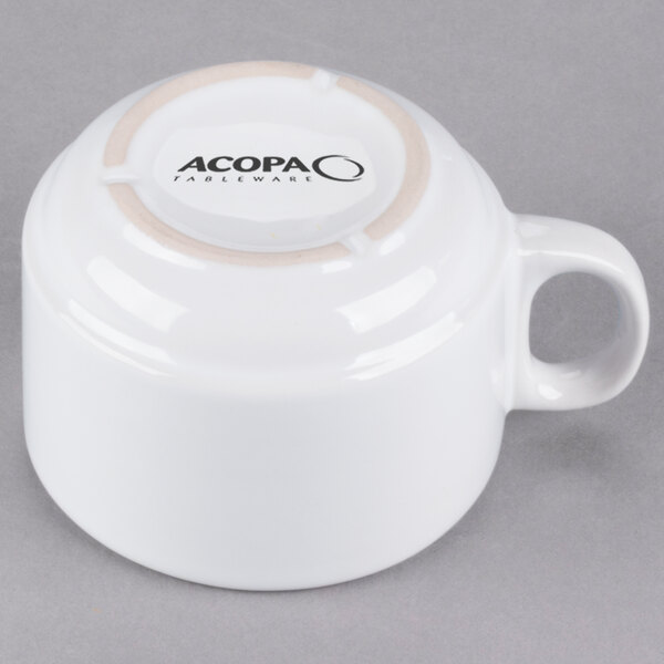 Acopa 7 oz. Bright White Rolled Edge Stackable Stoneware Cup - 36/Case