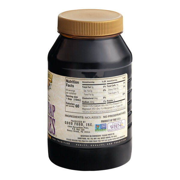 Golden Barrel 1 Qt. Sulfur-Free Blackstrap Molasses - 12/Case