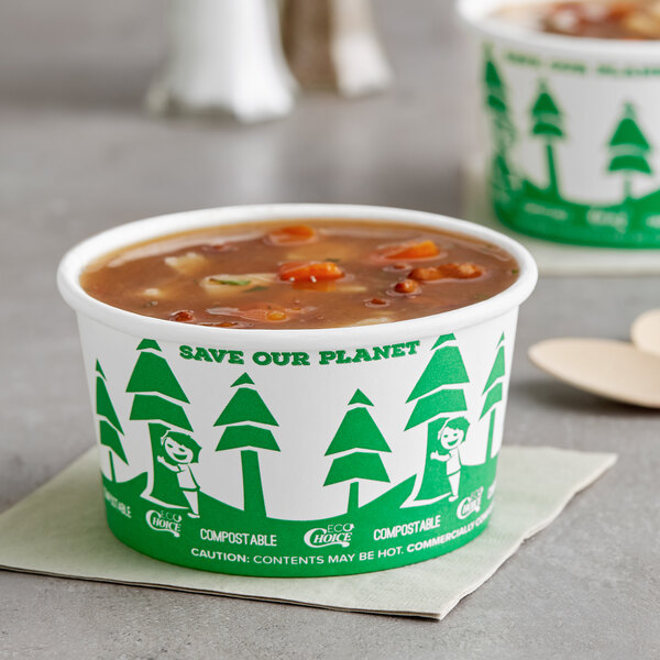 EcoChoice 12 oz. Compostable Paper Food Cup with Tree Design - 500/Case
